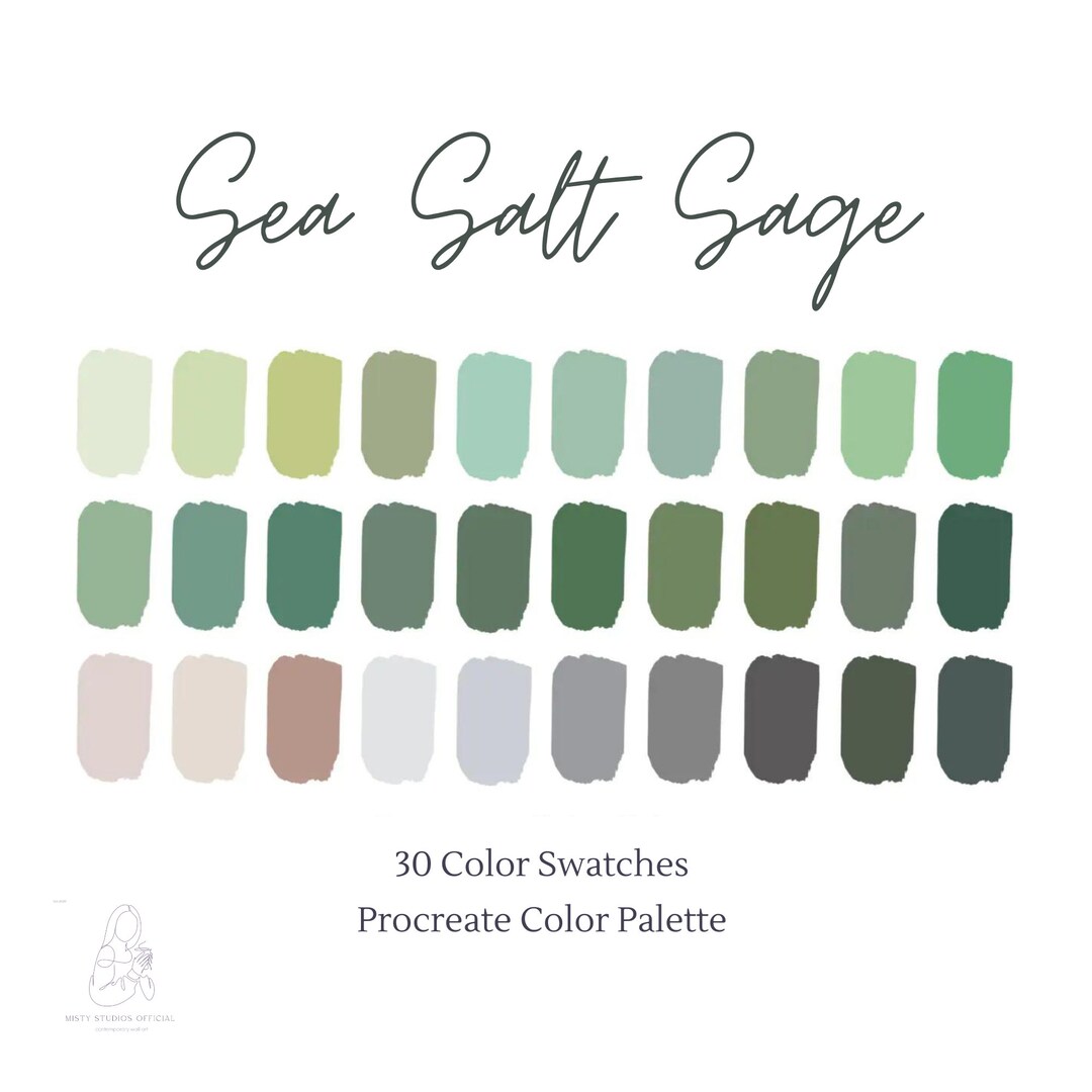 Sea Salt Sage Procreate Color Palette Procreate 30 Color - Etsy Sea Salt Sage Procreate Color Palette Procreate 30 Color - Etsy