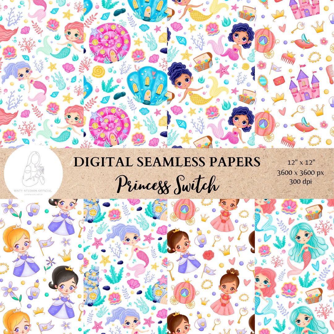Princess Switch Digital Paper Set Nursery Princess Seamless - Etsy