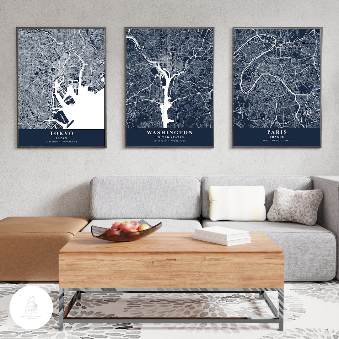 Pack of 100 City Map Posters Unique Travel Map Prints Custom City Wall ...