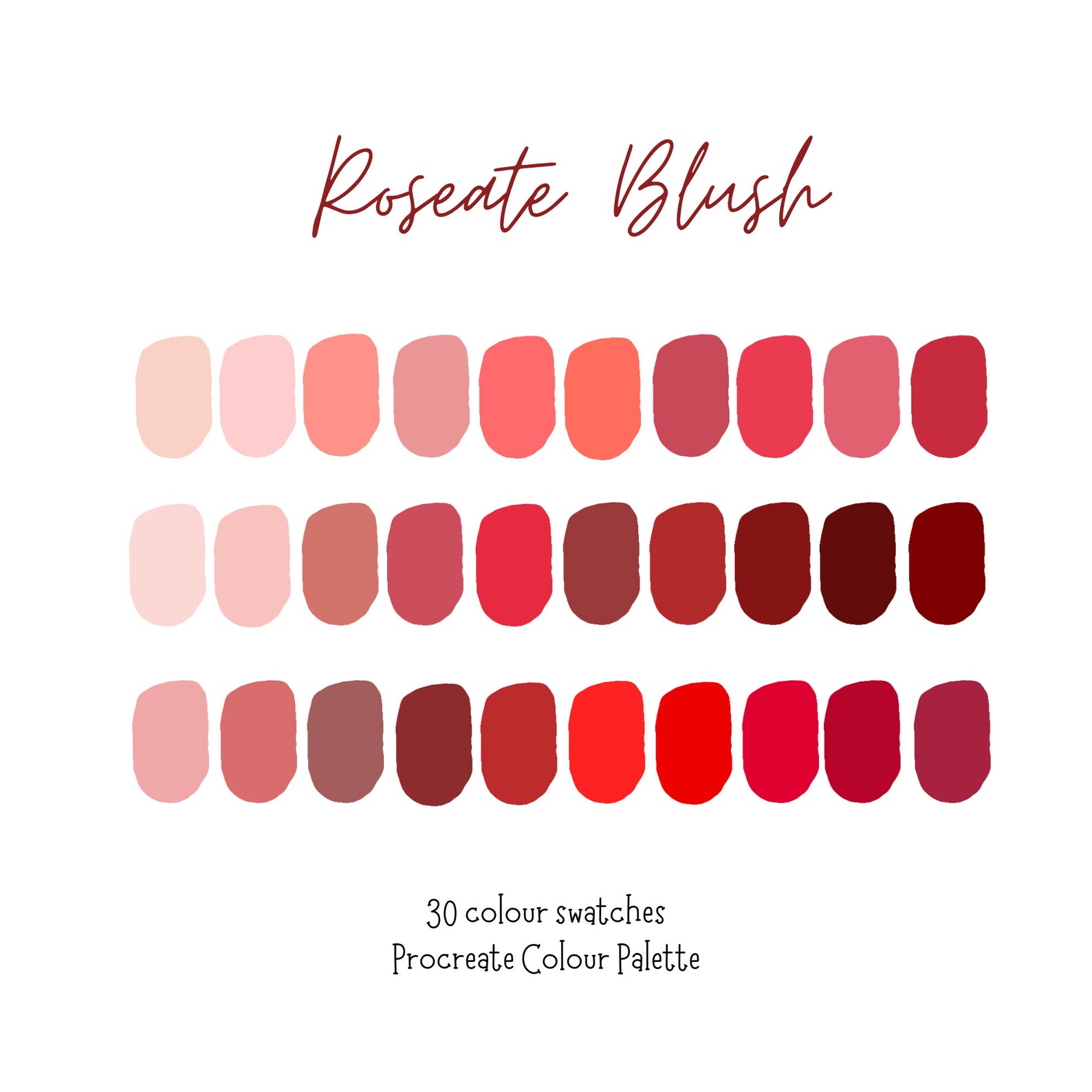 Roseate Blush Procreate Color Palette, Procreate 30 Swatches, iPad ...
