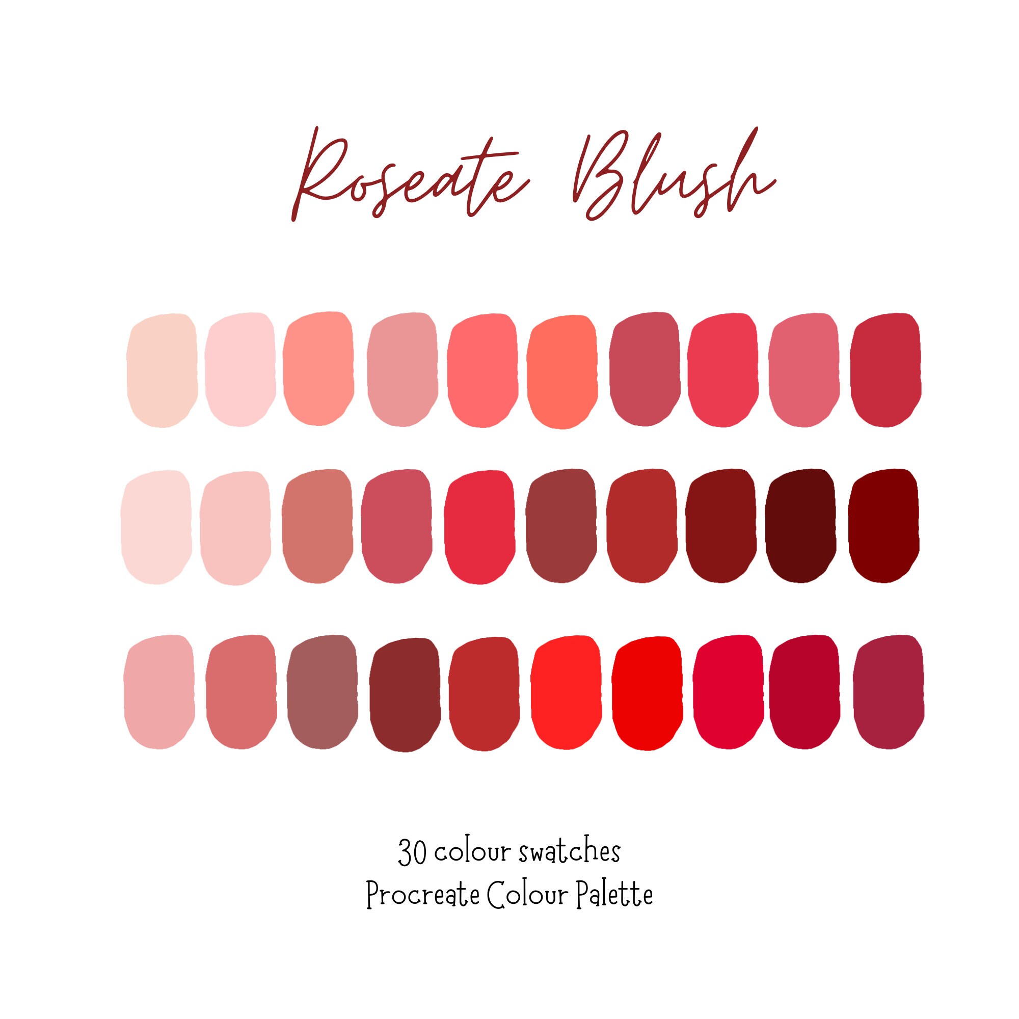 Roseate Blush Procreate Color Palette, Procreate 30 Swatches, iPad ...