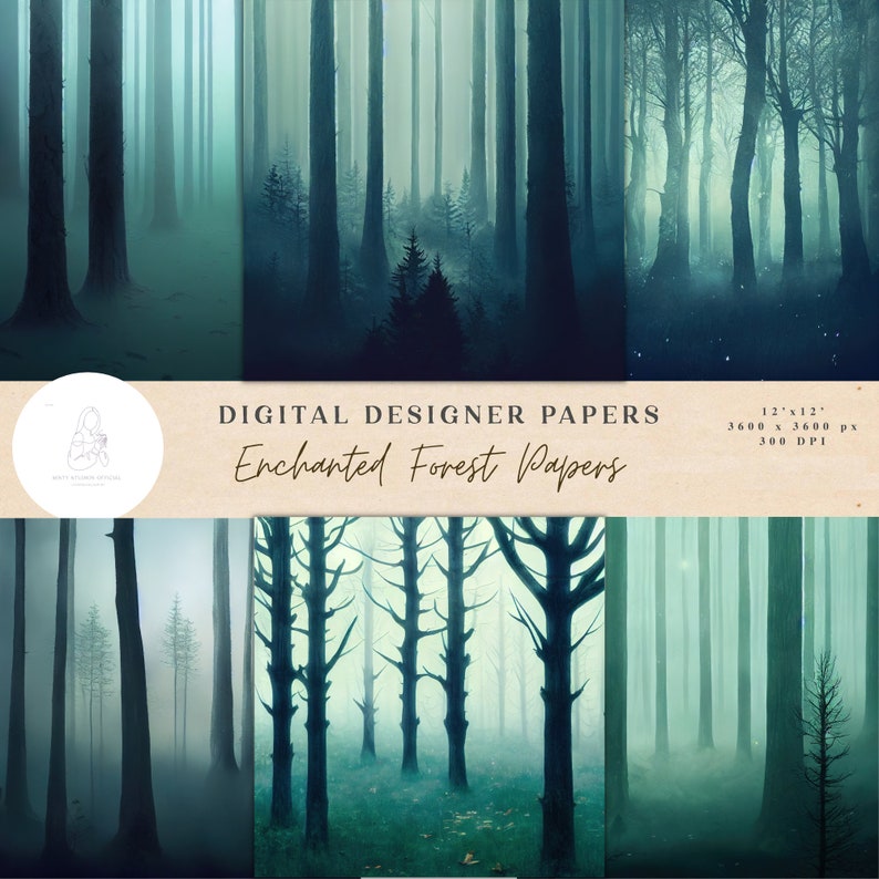 Enchanted Forest Fog Digital Scrapbook Paper Kit 12x12 12 - Etsy
