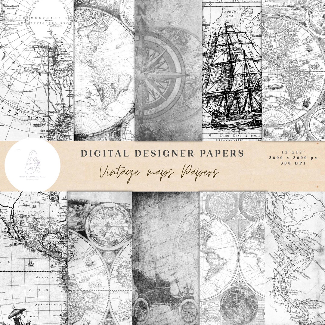 Vintage Map Tear Pages for Your Junk Journals, Pack of 14 Old ...