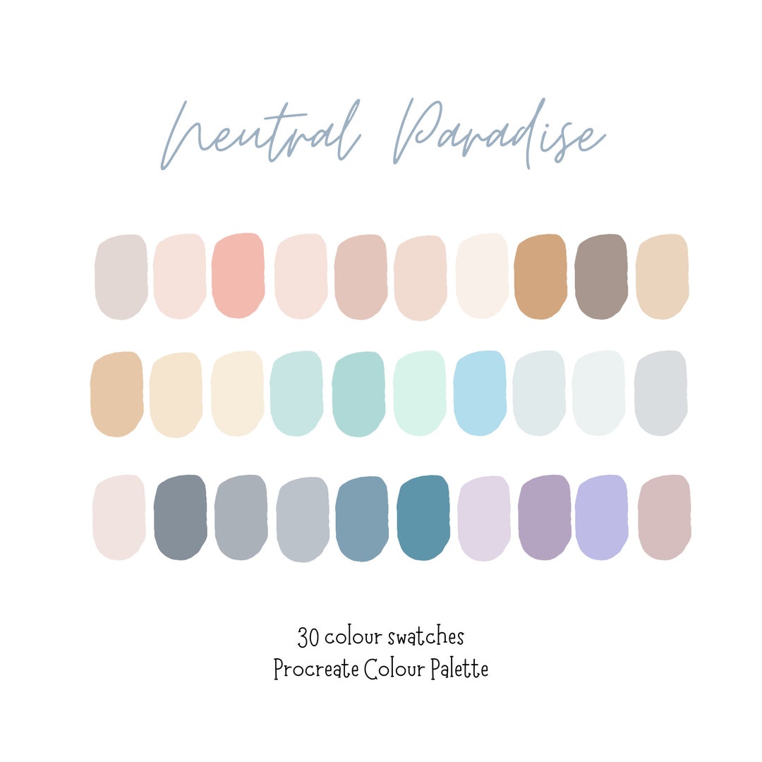 Neutral Paradise Procreate Color Palette, Procreate 30 Color Swatches ...