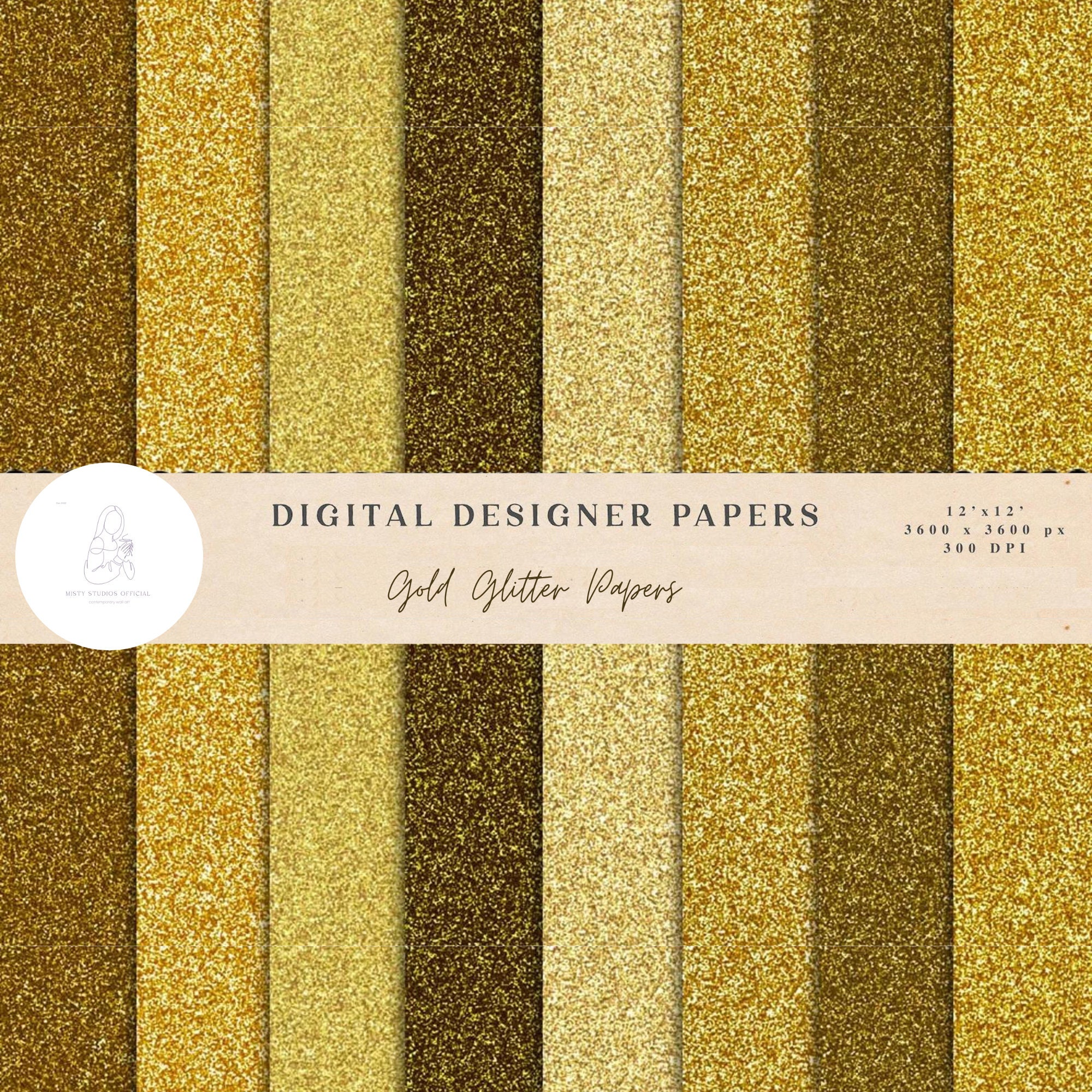 Gold Glitter Digital Paper, Gold Glitter Scrapbook Paper, Gold Glitter ...