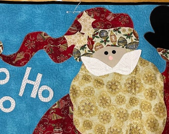 SANTA TABLE RUNNER Vintage Cross Stitch Christmas Holiday Red Gold ...