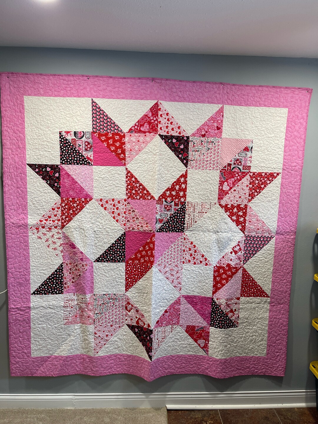 Valentine's Day Batik Quilt, Hearts and Stars (72” X 82” - Etsy