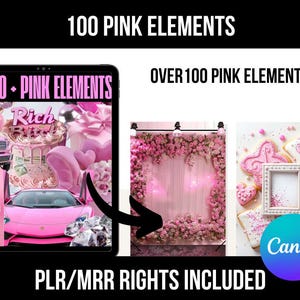 100+ Pink Aesthetic Canva Elements | PLR/MRR Included | Digital Pink ...