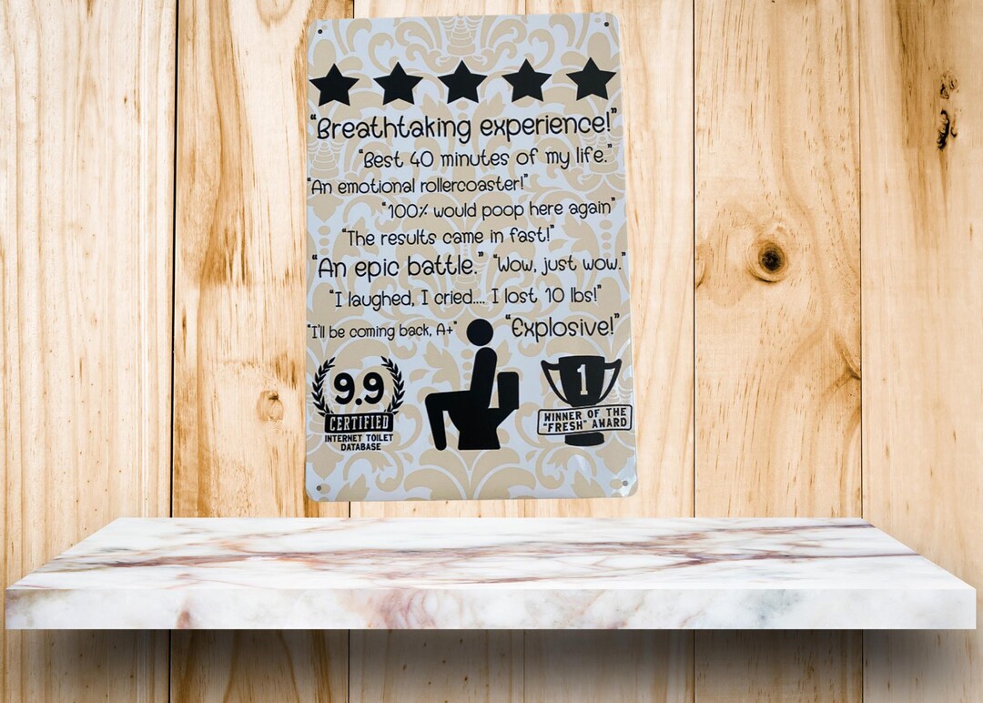 Poop Review Tin Sign, Bathroom Wall Art, Funny Gift, Funny Bathroom ...