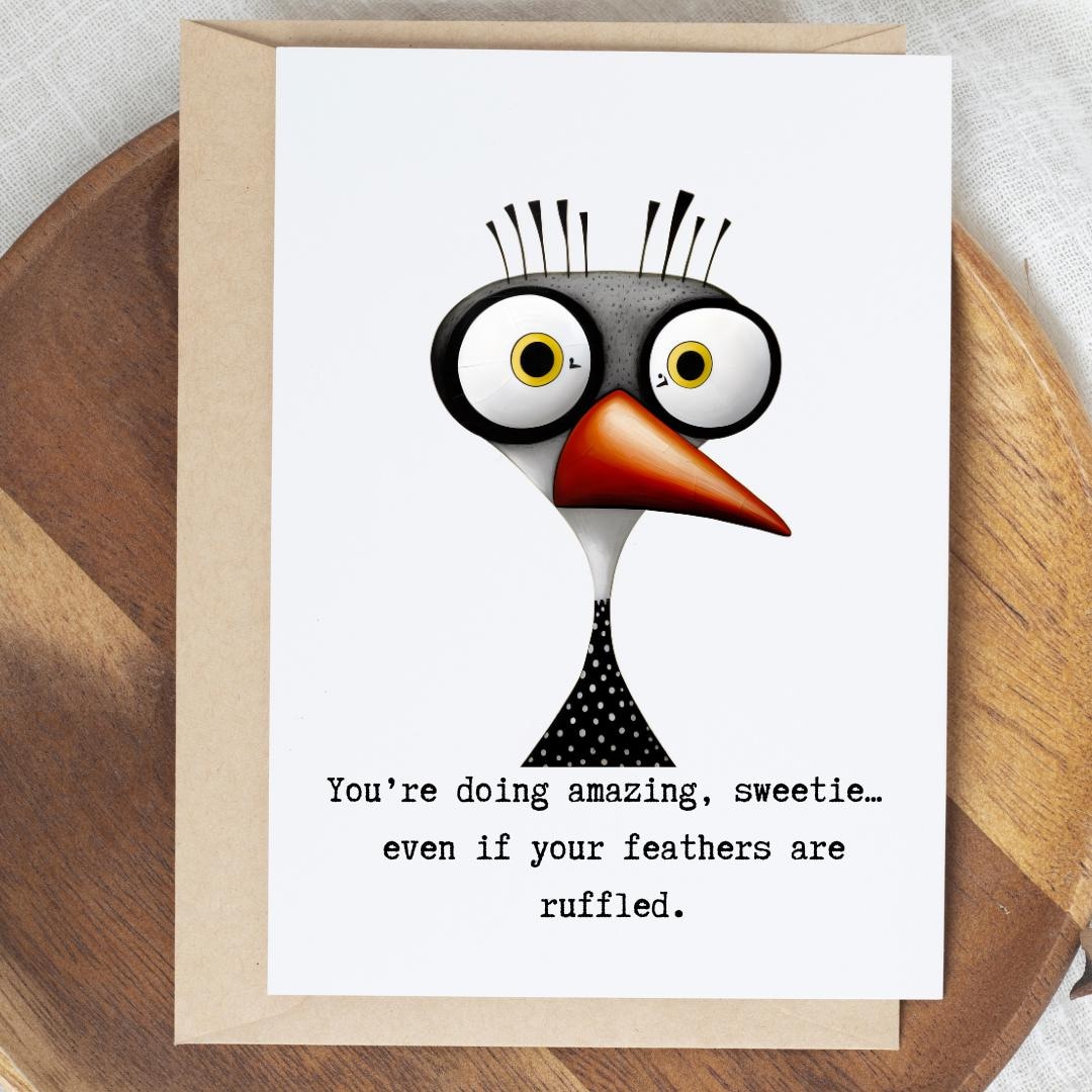 Funny Ruffled Bird Greeting Card | Sarcastic Bird Card | Blank Inside ...