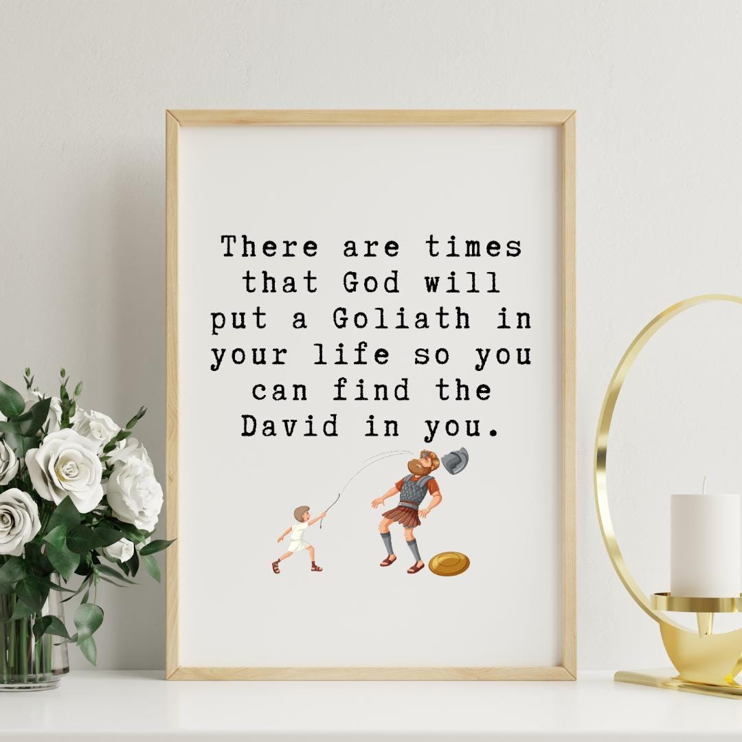 David and Goliath Christian Printable Wall Art, Religious Church Decal ...