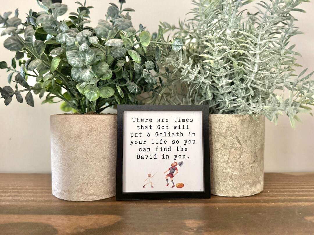 David and Goliath Mini Sign, Small Sign for Tier Tray Set, Framed Quote ...