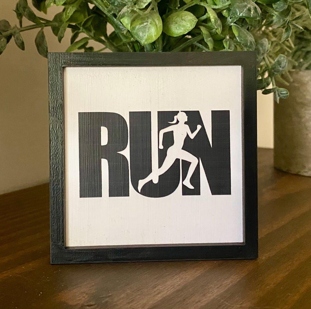 Run Mini Sign Printable Poster, Runner Inspirational Quote Frame, Home ...