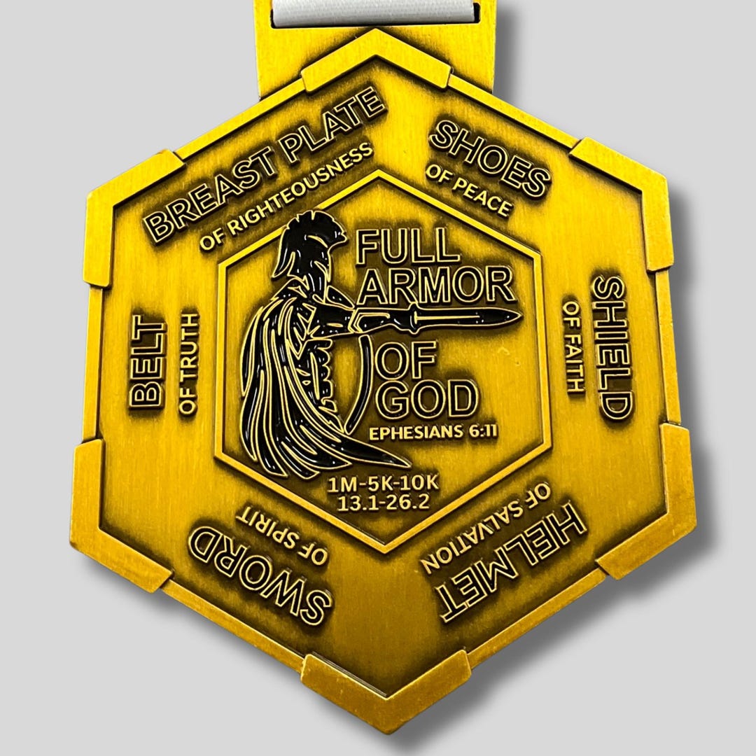 Full Armor Virtual Race Medal: 2026 Full Armor of God 1M, 5K, 10K, 13.1 ...