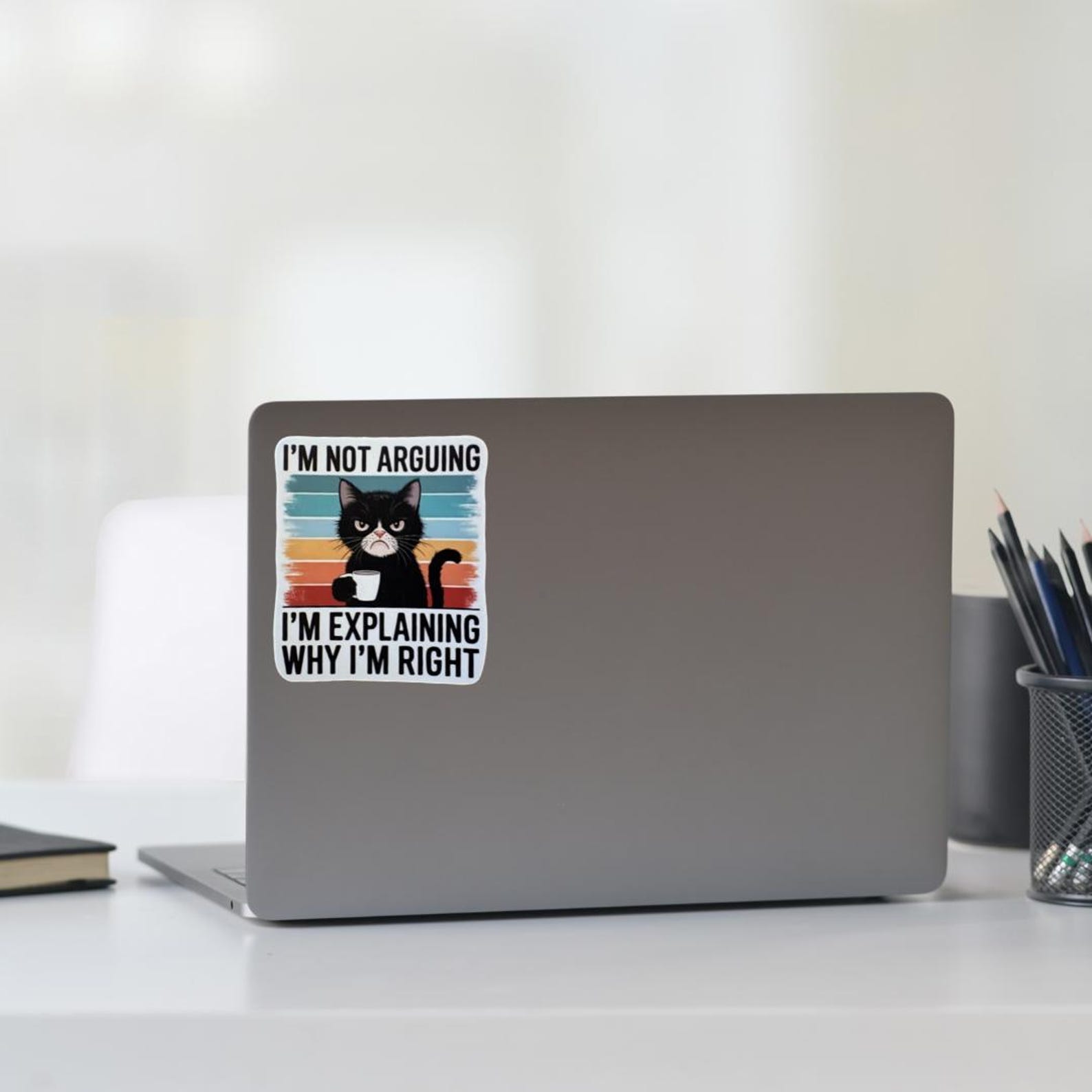 Funny Arguing Cat Sticker: I'm Explaining Why I'm Right, Water ...