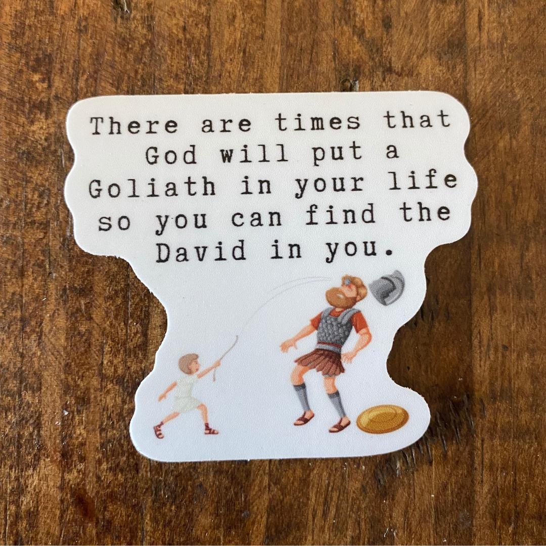 David and Goliath Sticker, Modern Bible Verse Sticker, Spiritual Gift ...