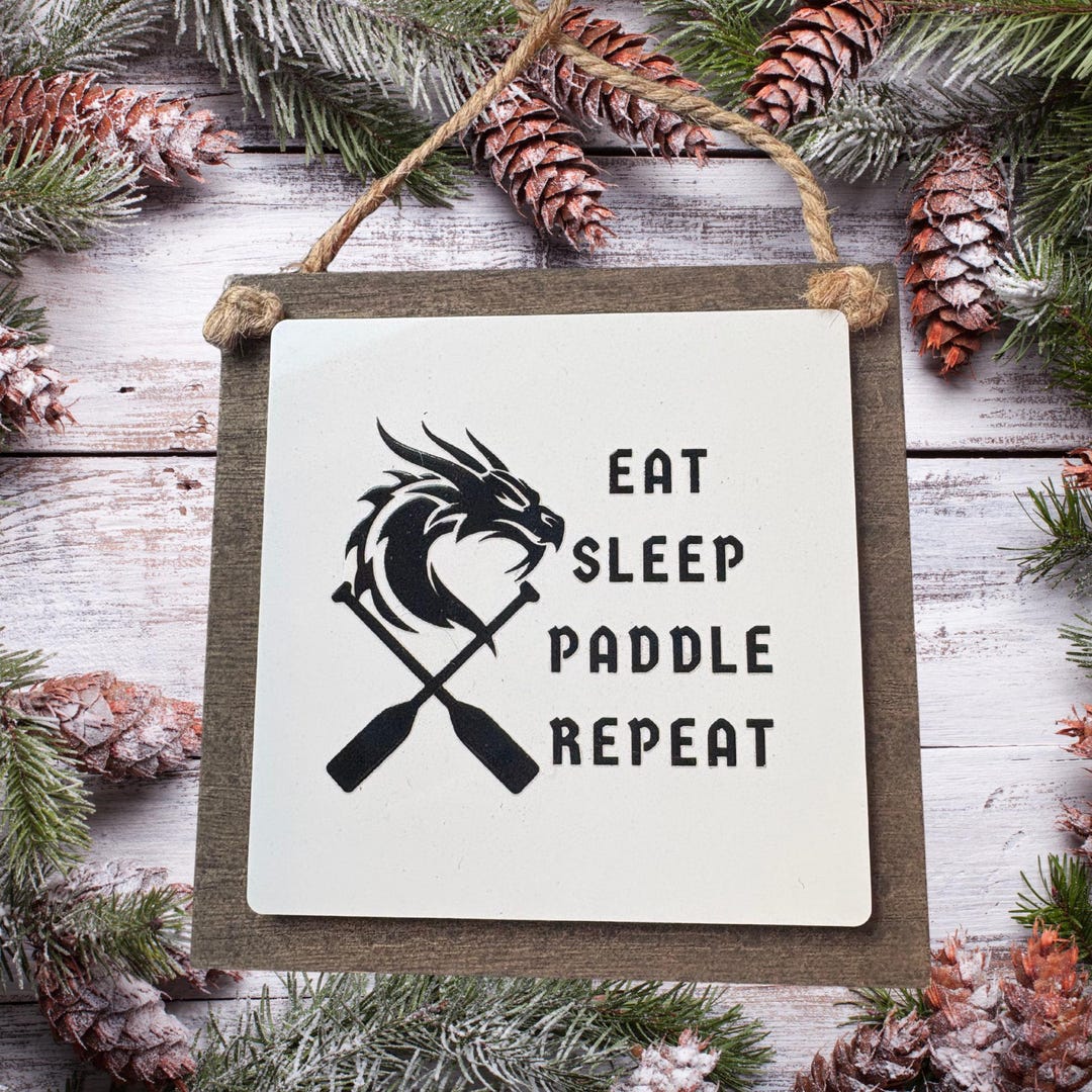 Dragon Boat Ornament: Eat Sleep Paddle Repeat, Dark Wood Decor - Etsy