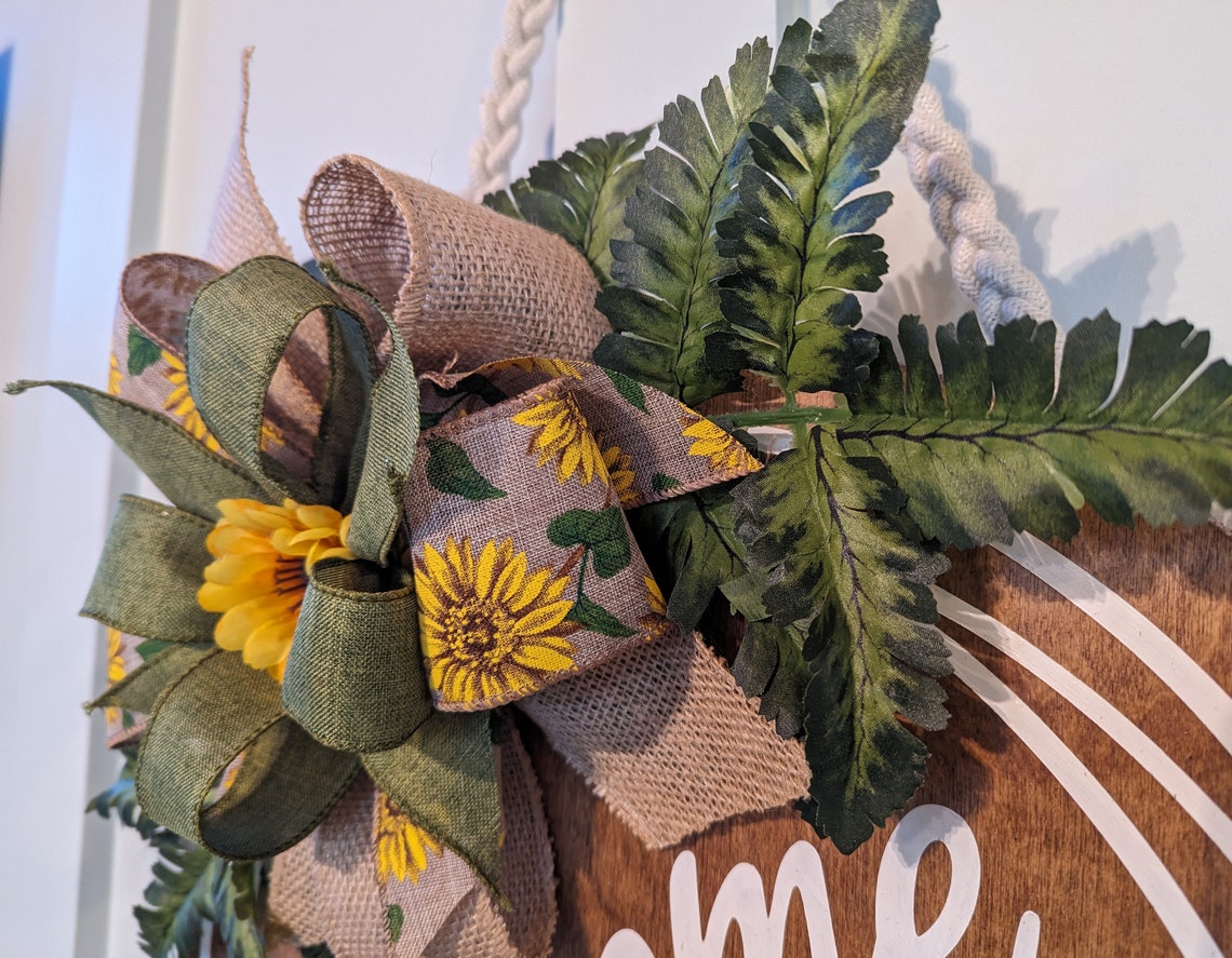 Welcome Sunflower Door Hanger, Front Door Decor, Home Decor, Front Door ...