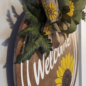 Welcome Sunflower Door Hanger, Front Door Decor, Home Decor, Front Door ...
