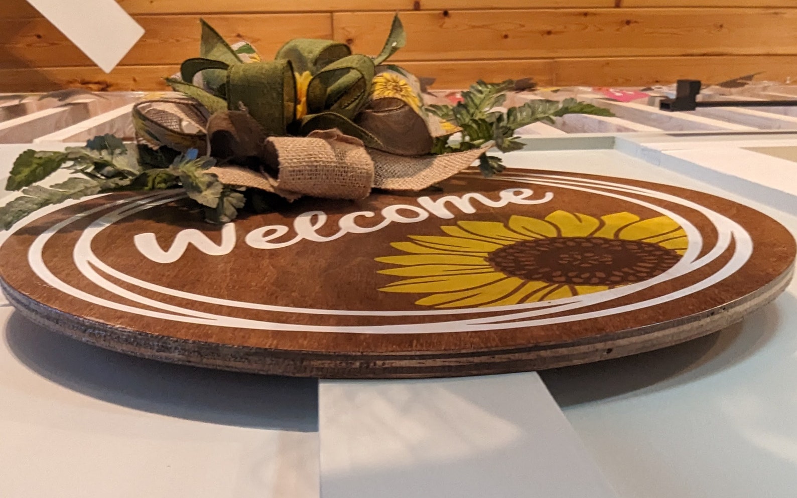 Welcome Sunflower Door Hanger, Front Door Decor, Home Decor, Front Door ...