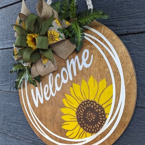 Welcome Sunflower Door Hanger, Front Door Decor, Home Decor, Front Door ...