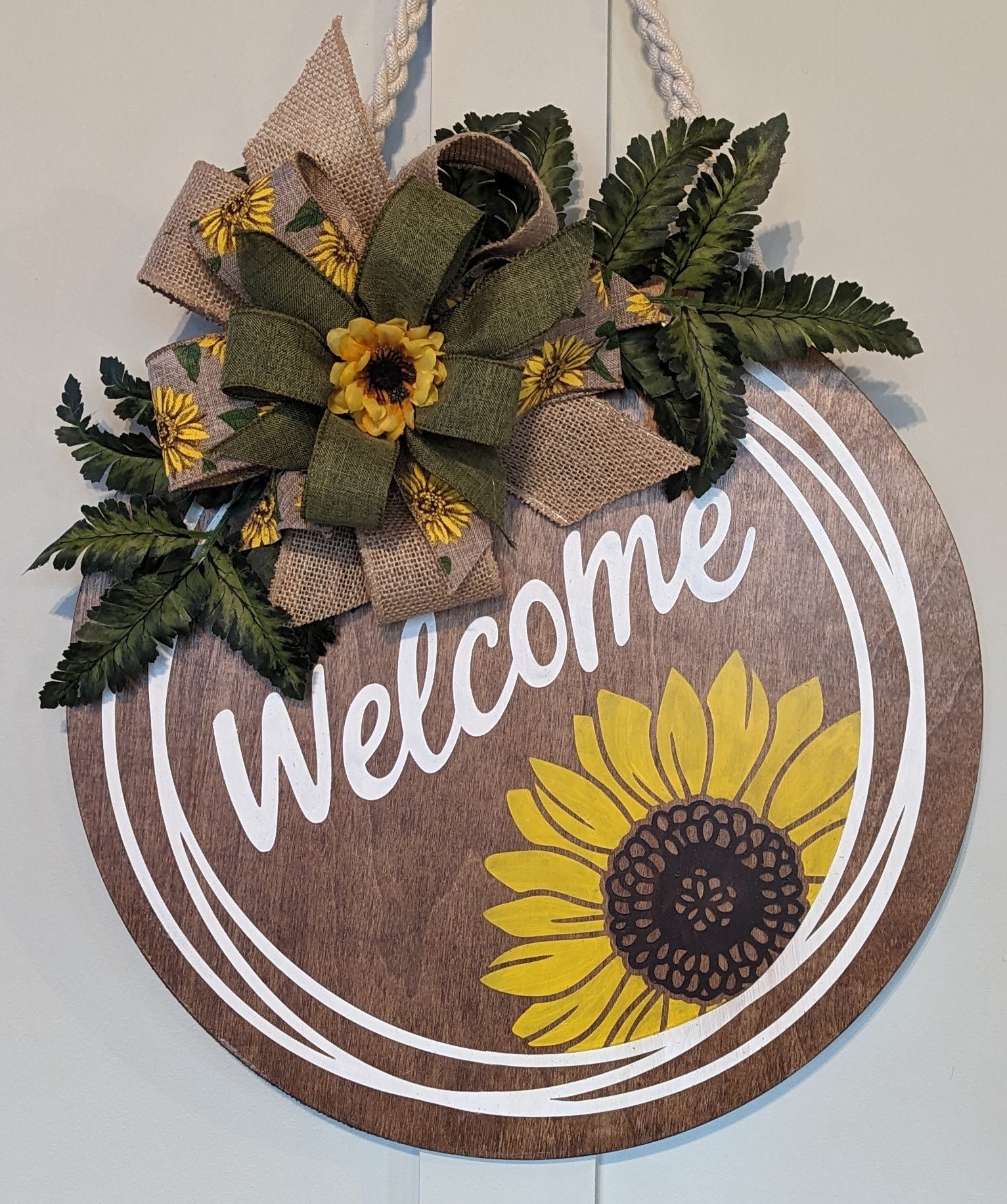 Welcome Sunflower Door Hanger, Front Door Decor, Home Decor, Front Door ...