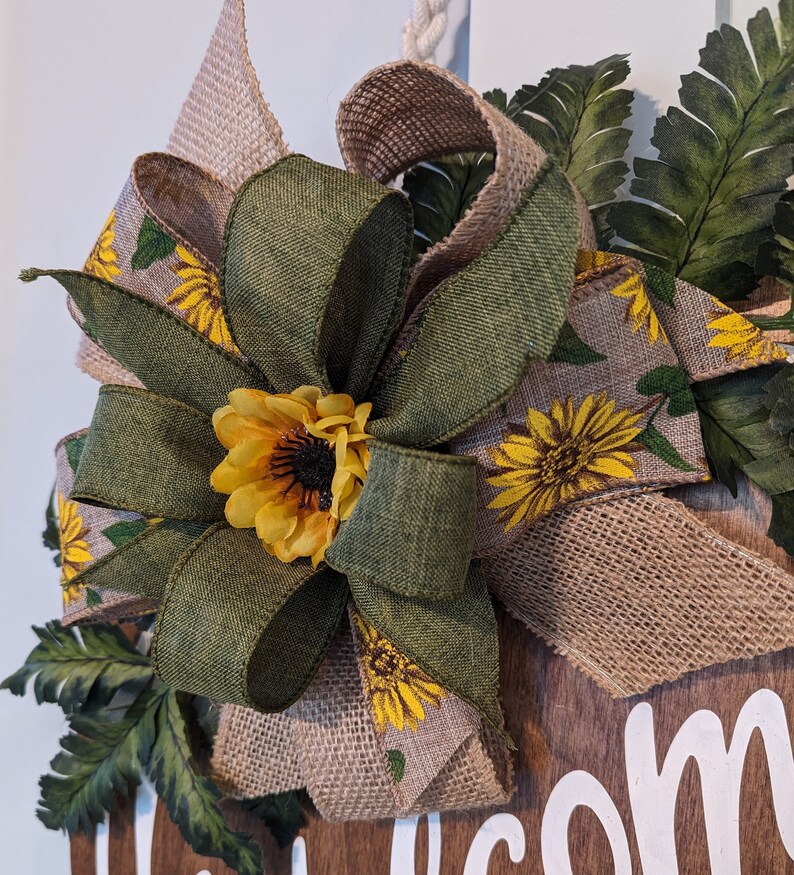 Welcome Sunflower Door Hanger, Front Door Decor, Home Decor, Front Door ...