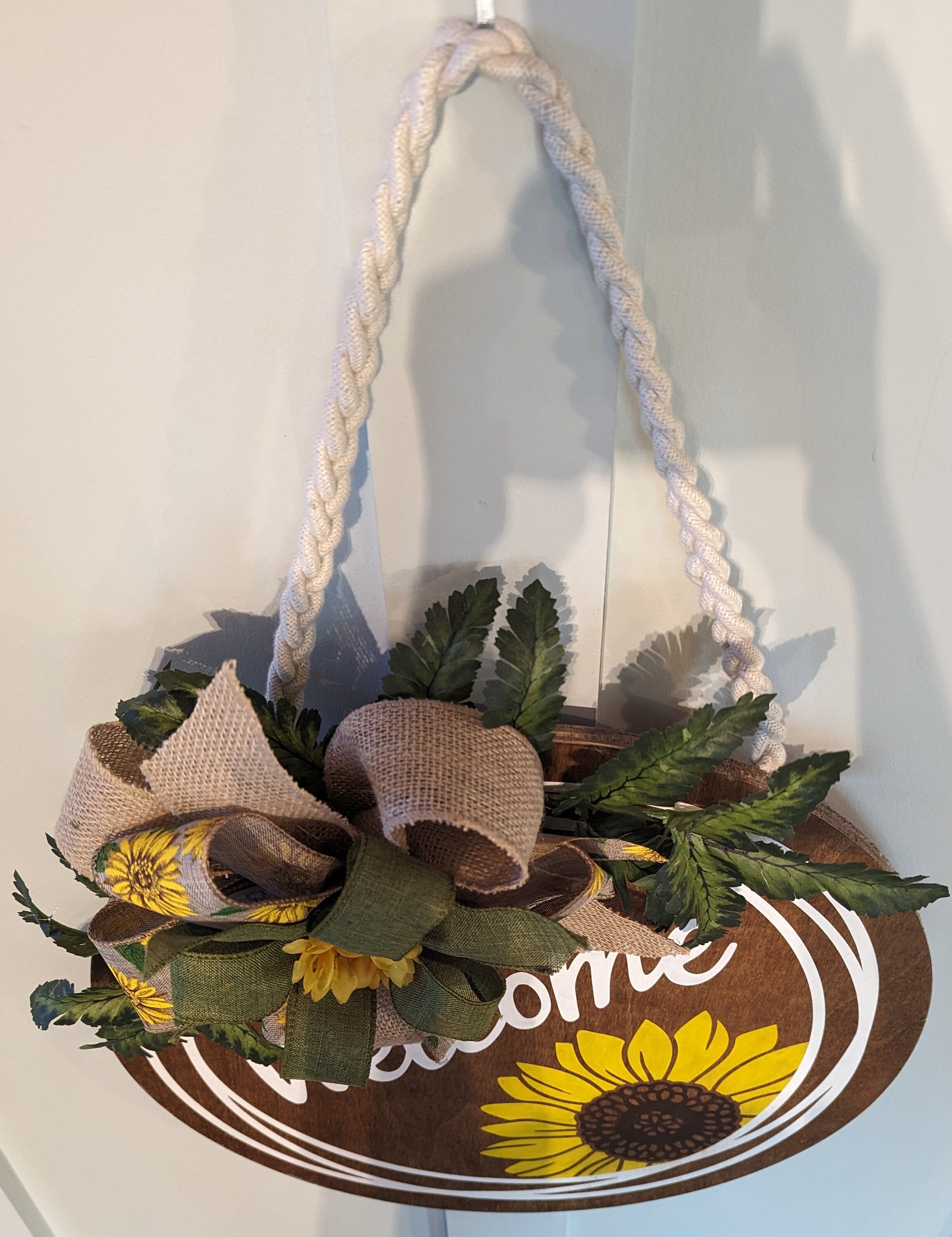 Welcome Sunflower Door Hanger, Front Door Decor, Home Decor, Front Door ...