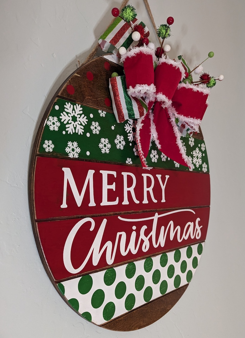 Merry Christmas Door Hanger, Round Door Hanger, Christmas Sign, Merry ...