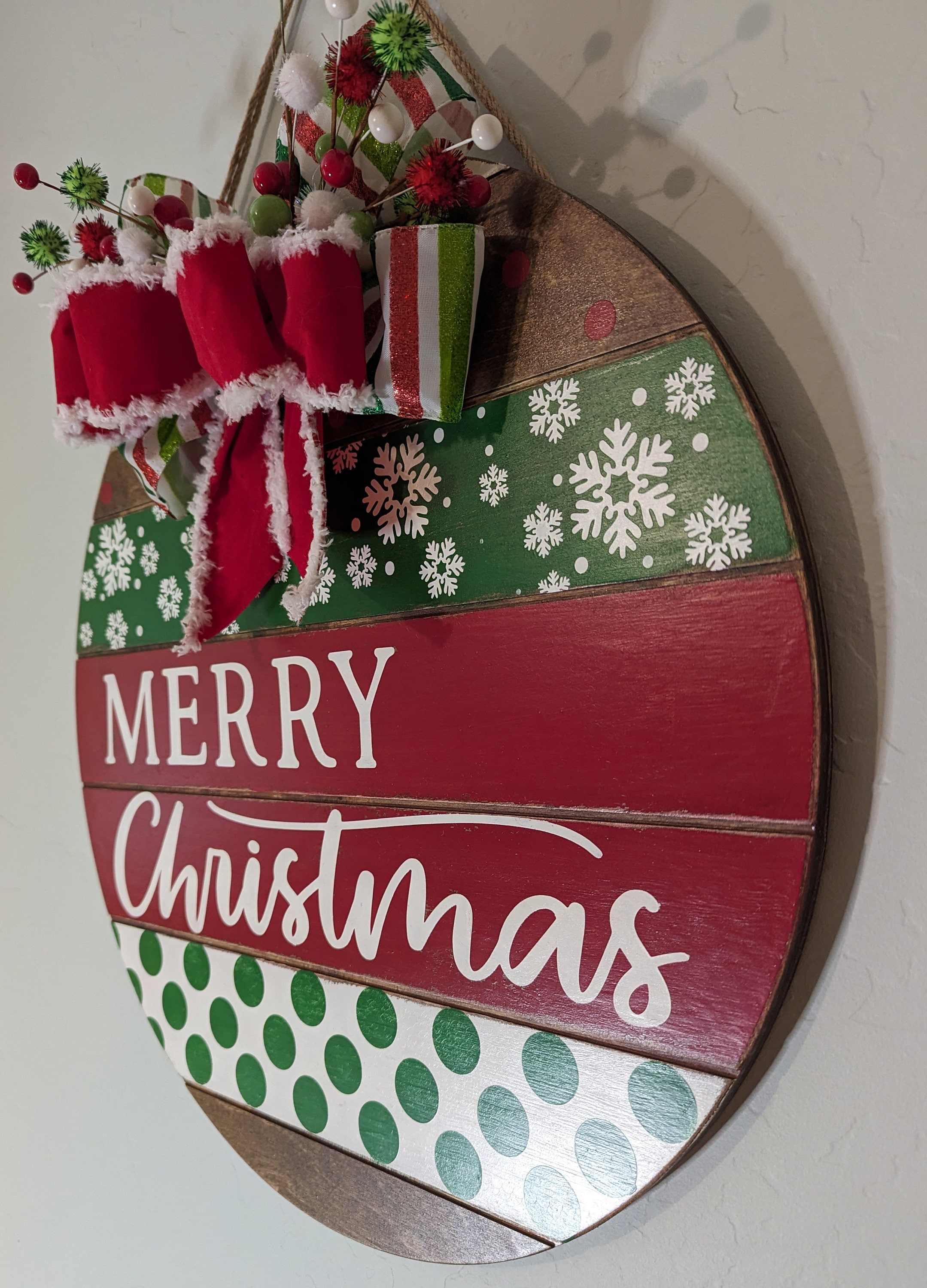 Merry Christmas Door Hanger, Round Door Hanger, Christmas Sign, Merry ...