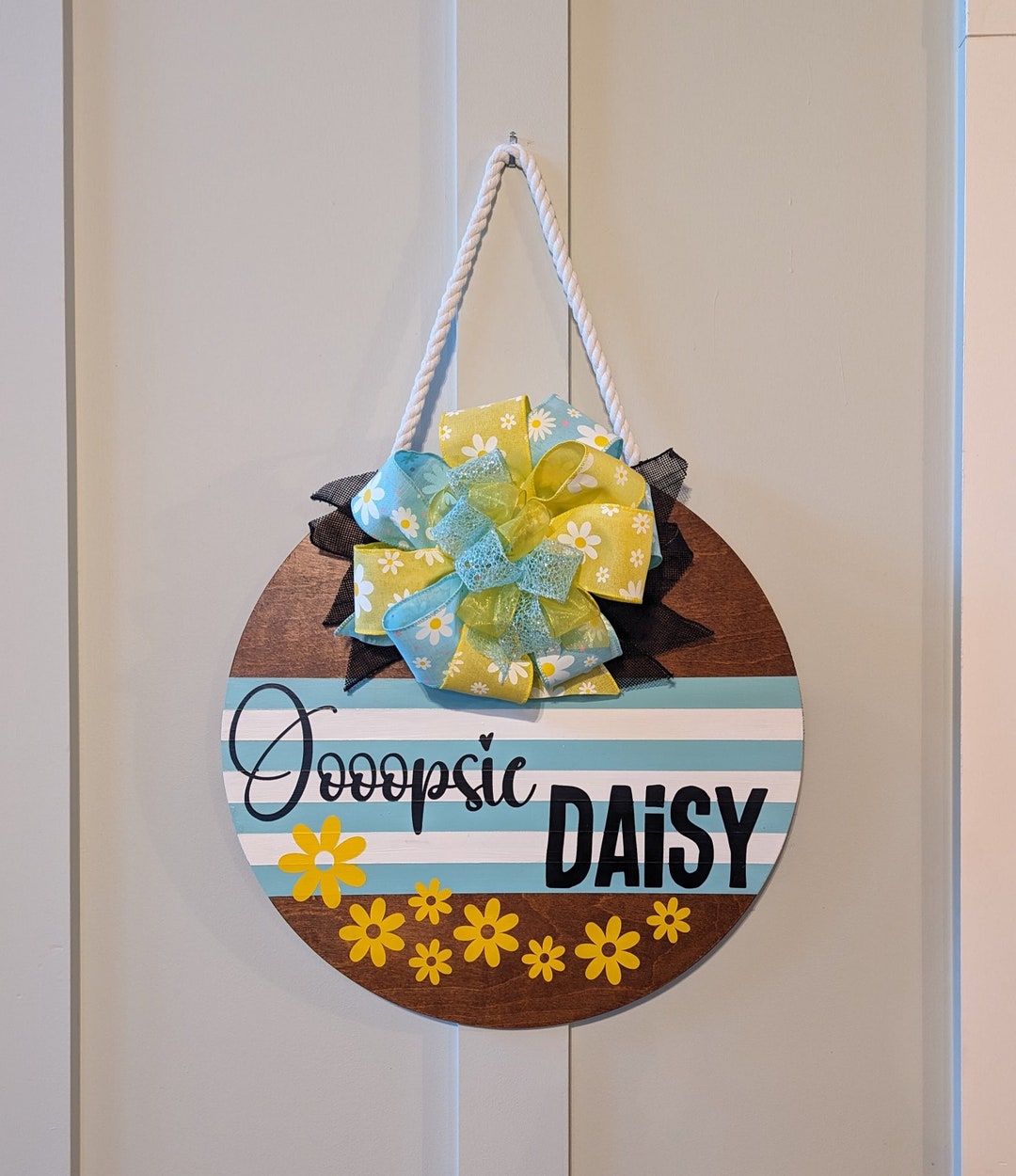 Oopsie Daisy Door Hanger, Porch Sign, Round Daisy Wood Sign, Farmhouse ...