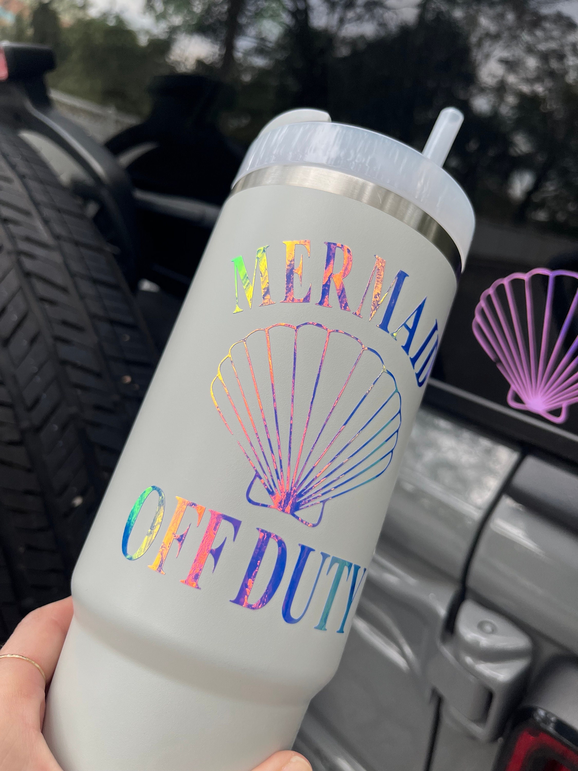 Holographic Mermaid off Duty Decal - Stanley Cup Wrap - Etsy