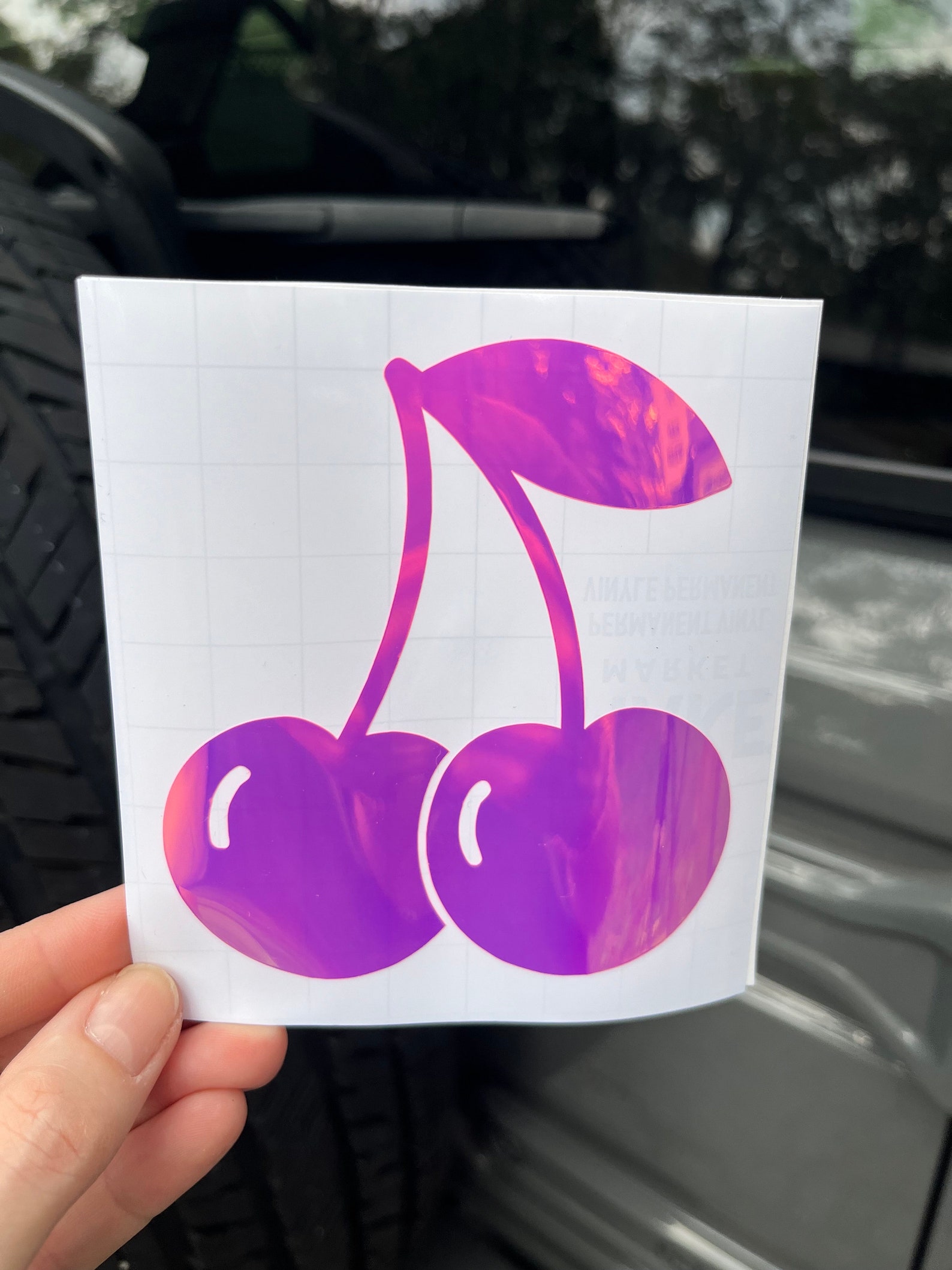 Hot Pink Holographic Cherry Decal: Waterproof Vinyl (3.5") - Etsy