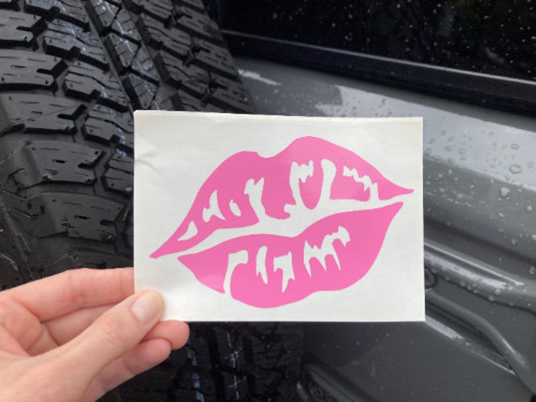 Pink Lips/kiss Window Decal, Bumper Sticker, Kiss My - Etsy