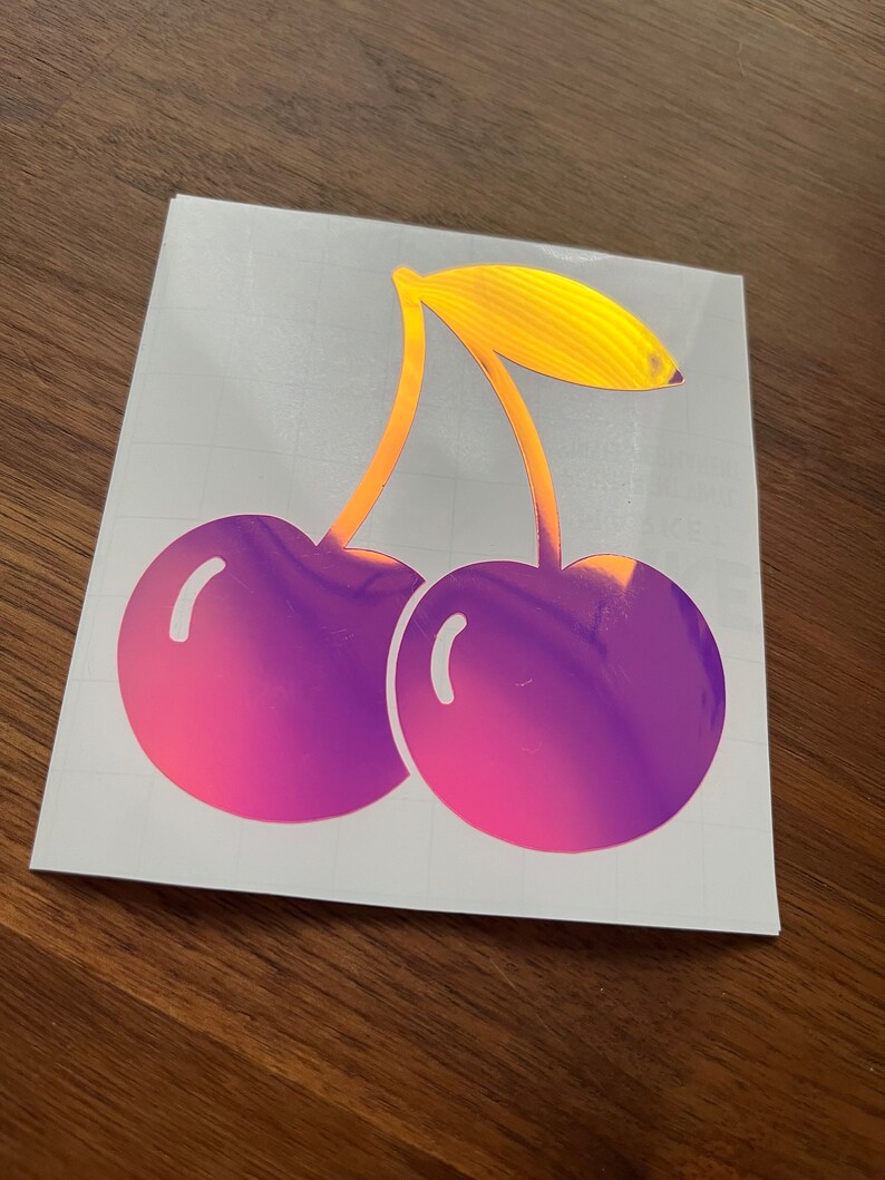 Hot Pink Holographic Cherry Decal: Waterproof Vinyl (3.5") - Etsy