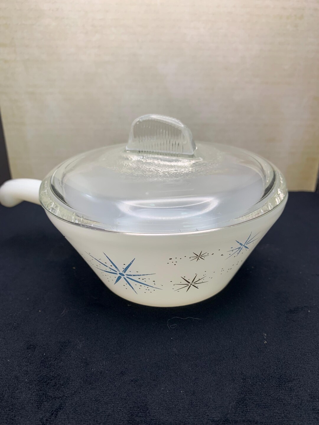 Vintage MCM Atomic Stars Milk Glass Lidded Dish- Vintage Soup Bowl- MCM ...