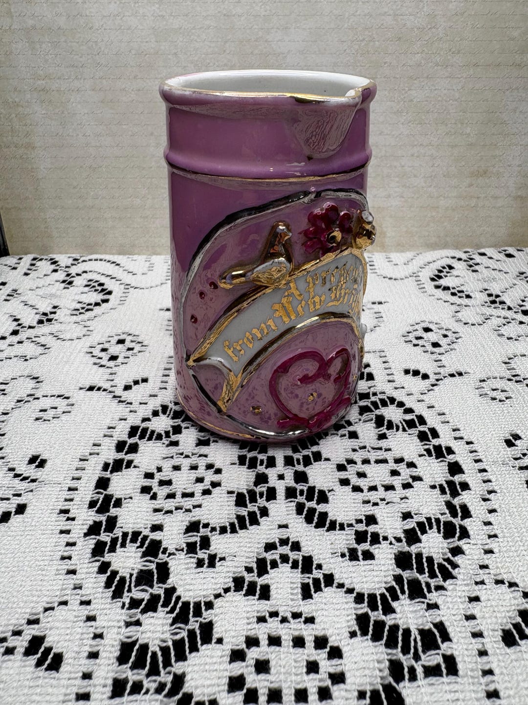 Antique German Pink Lusterware Souvenir Pitcher: New Brighton Decorative Cup - Etsy