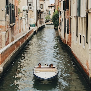 Venice Italy Art Print Download, Romantic Couple on Boat, Neutral Tones ...