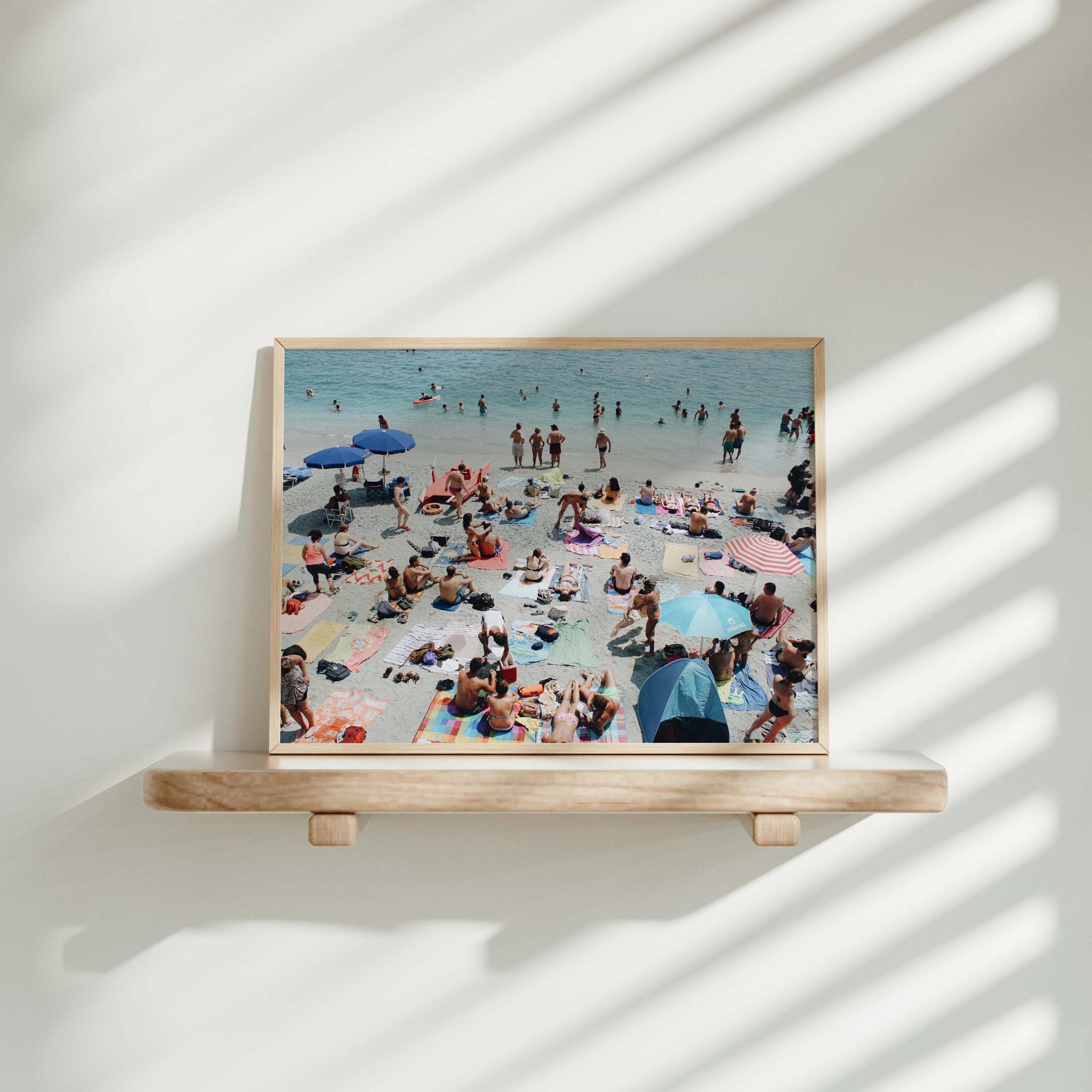 Cinque Terre Italy Beach Aerial Photo Print, Coastal Scene Wall Art ...