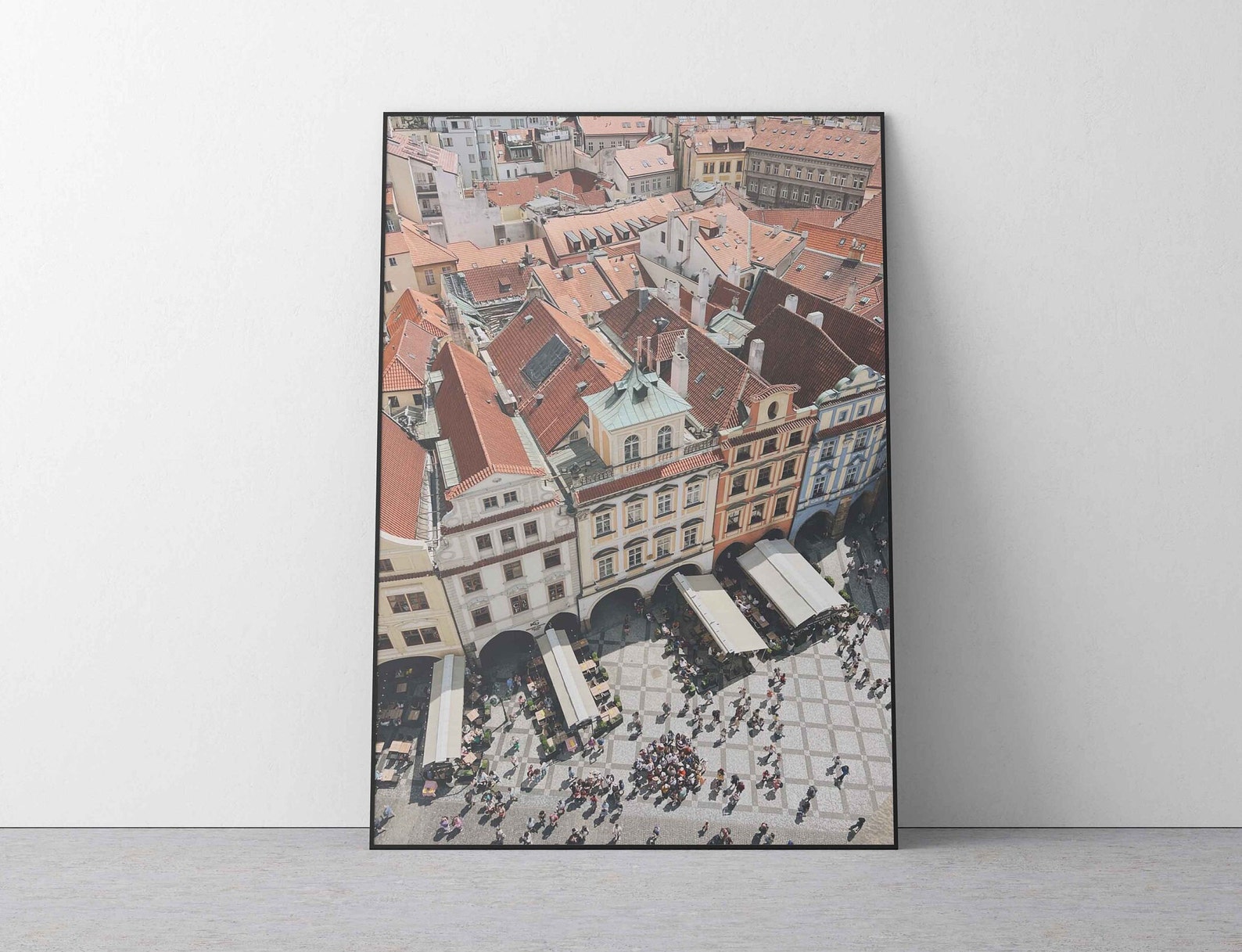 Prague Old Town Hall Tower Art Print Download, Overhead View, Cityscape ...