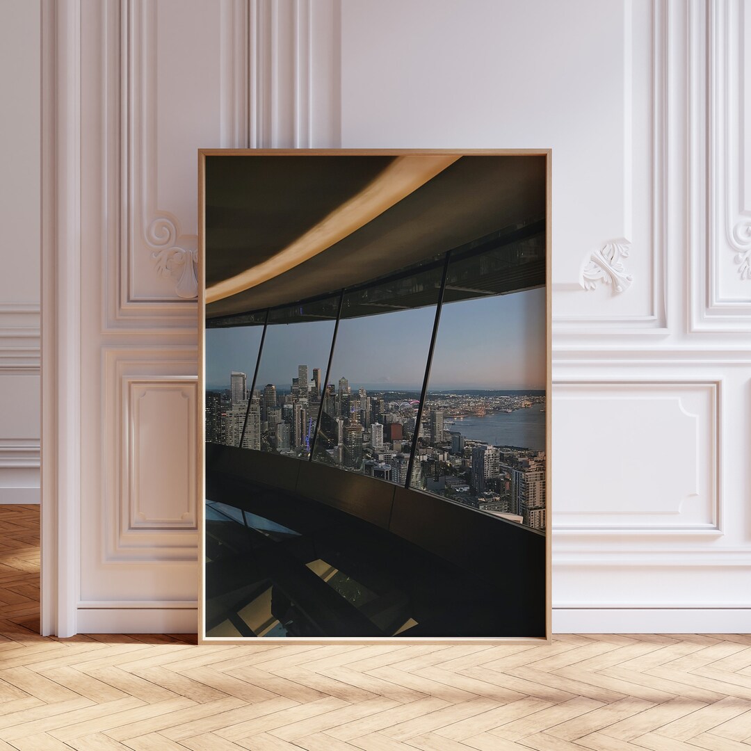 Seattle Space Needle Night View Art Print Download, Downtown City ...