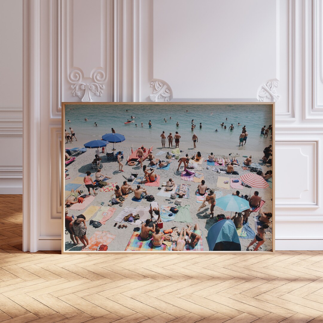 Cinque Terre Italy Beach Aerial Photo Print, Coastal Scene Wall Art ...