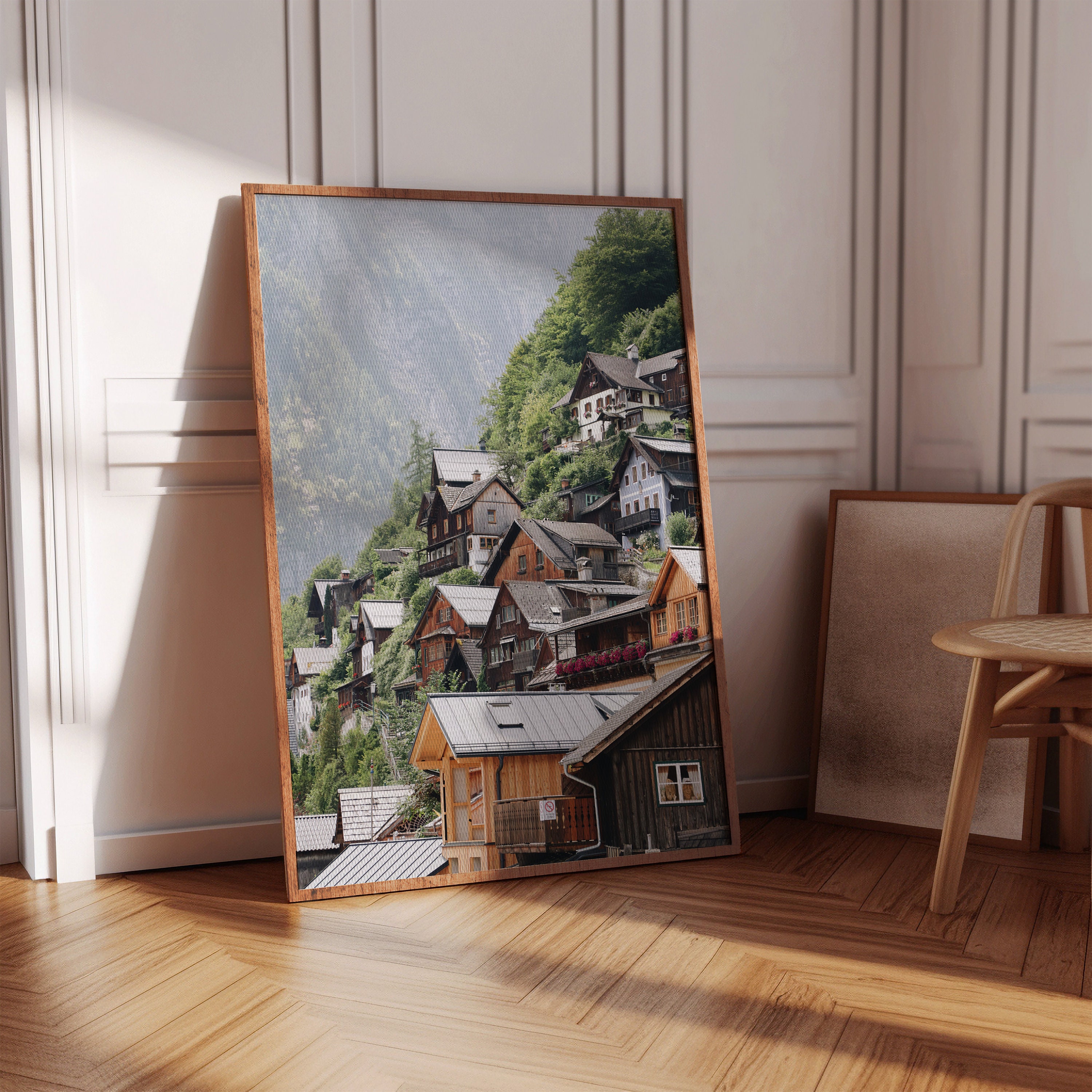 Hallstatt Austria Village Homes Art Print Download, Lush Countryside ...