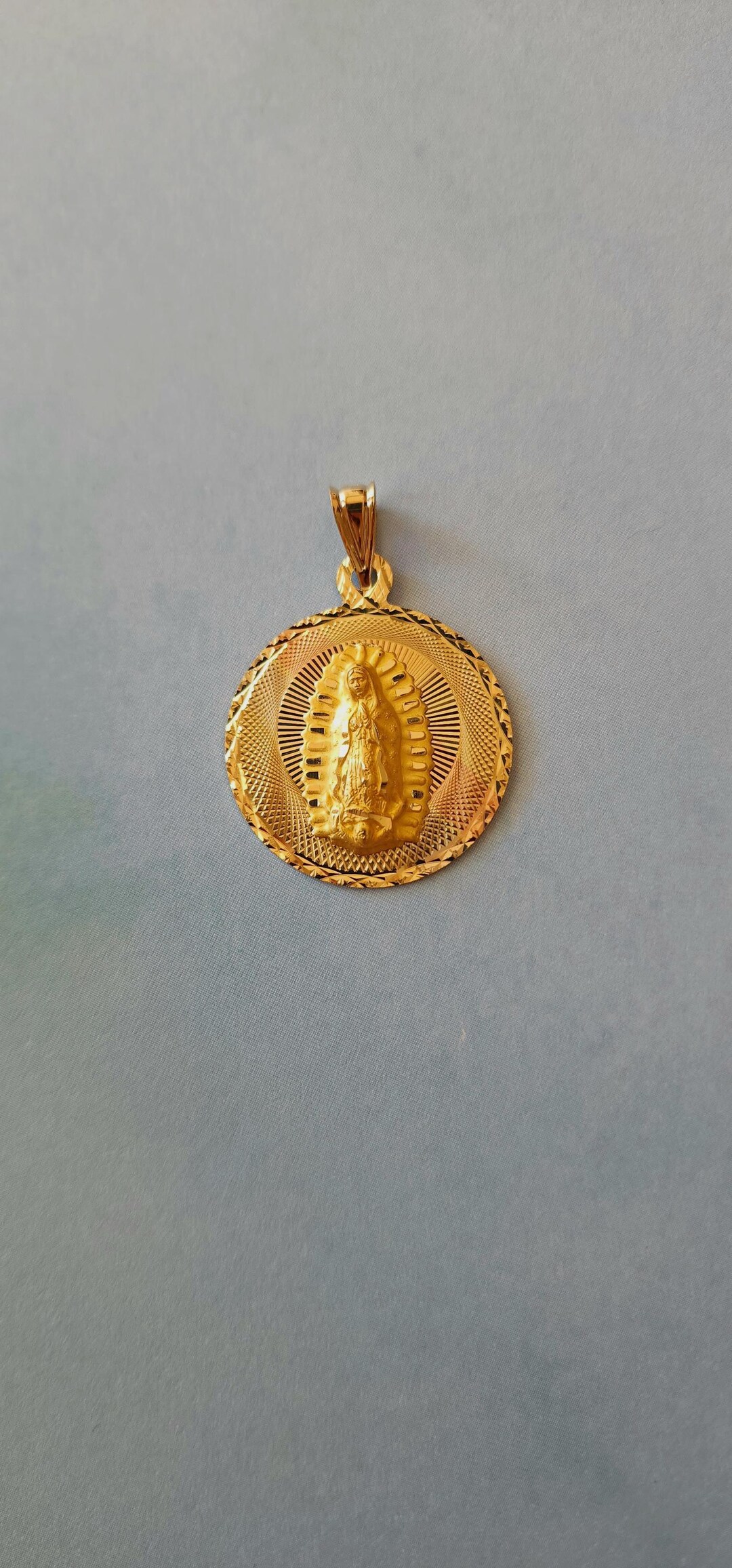 14k Solid Gold Our Lady of Guadalupe Medallion tri-color - Etsy
