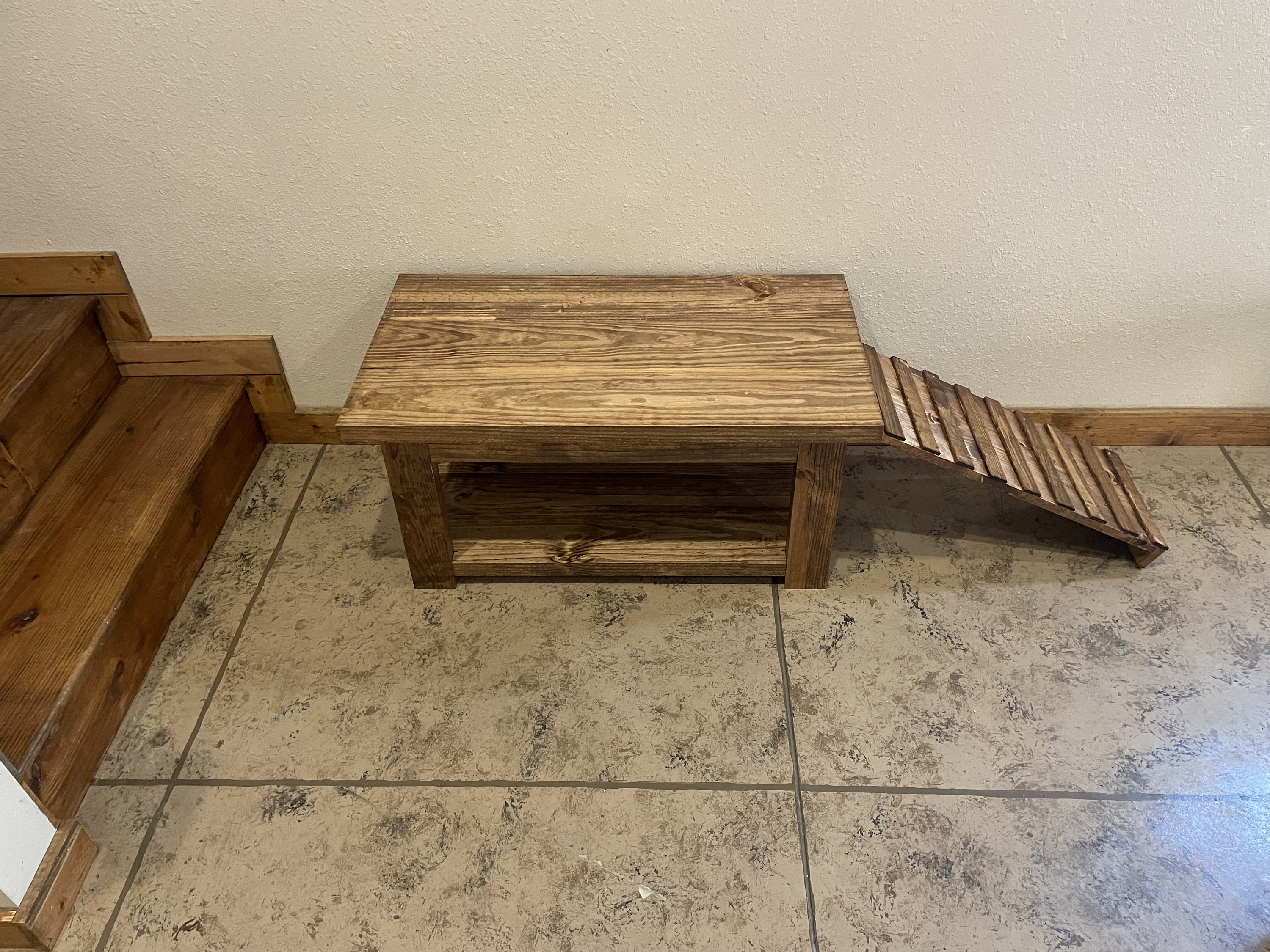 Coffee Table With Dog Ramp Early American - Etsy