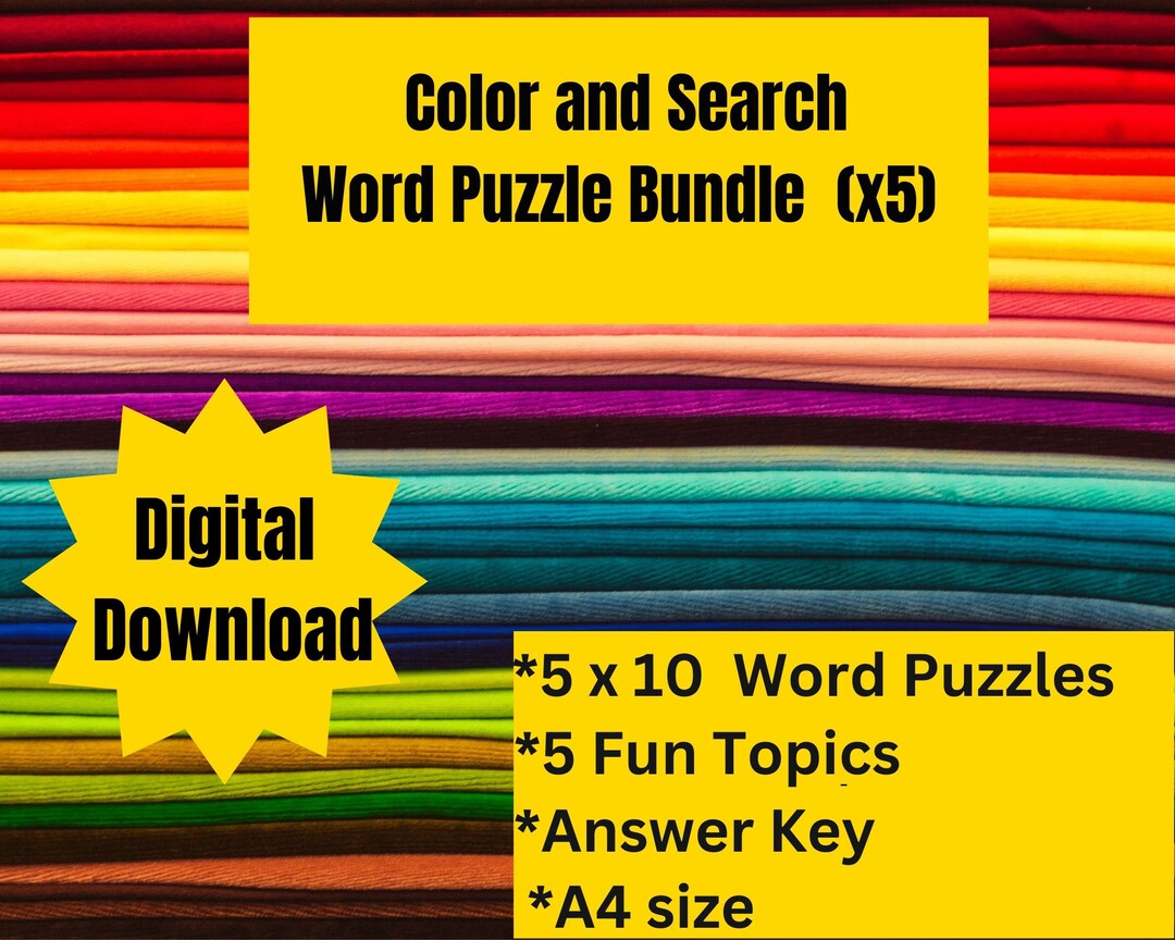 Coloring Word Search Puzzle BUNDLE - /activity/worksheet - Etsy
