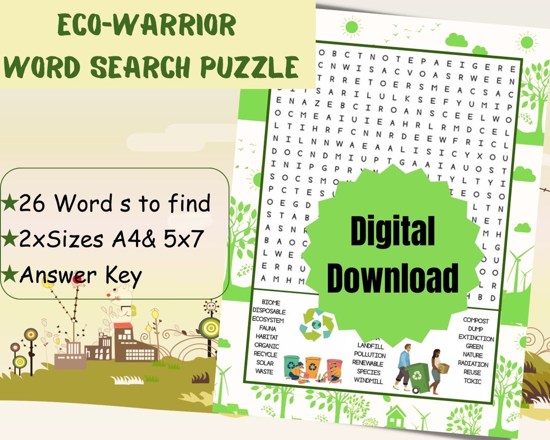 Eco-warrior ,recycle & Reuse Kids Worksheets, Word Search Kids, Word ...