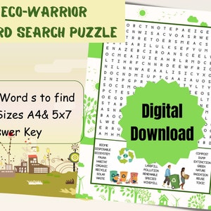 Eco-warrior ,recycle & Reuse Kids Worksheets, Word Search Kids, Word ...