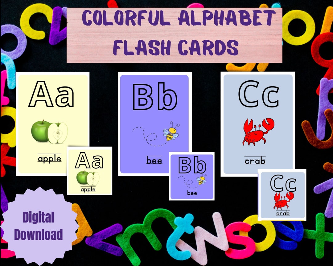 COLORFUL Printable ALPHABET Flash Cards/alphabet Posters/abc Posters ...