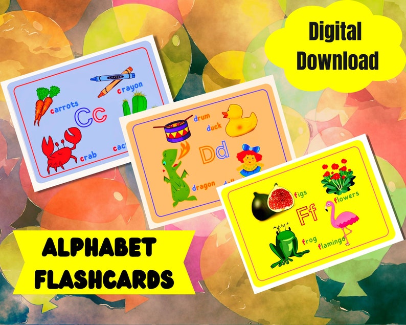 ALPHABET Flash Cards/alphabet Posters/abc Posters/colorful Classroom ...